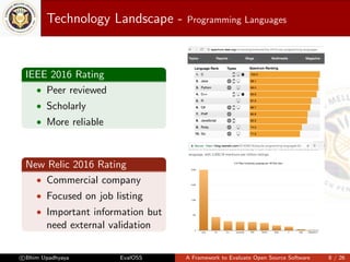 EvalOSS : A Framework to Evaluate Open Source Software | PPT