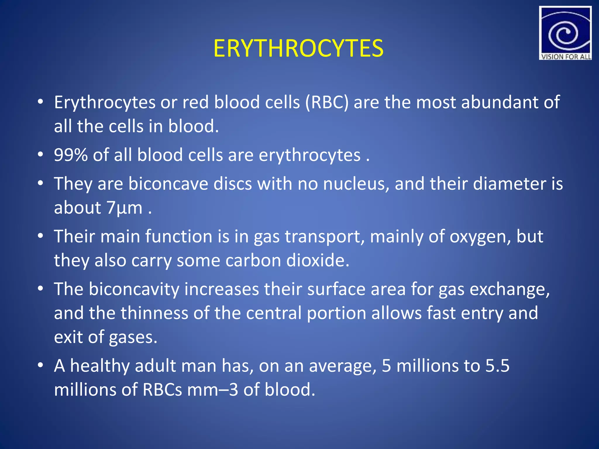 Blood Erythrocytes (red blood cells) Leukocytes (white blood cells ...