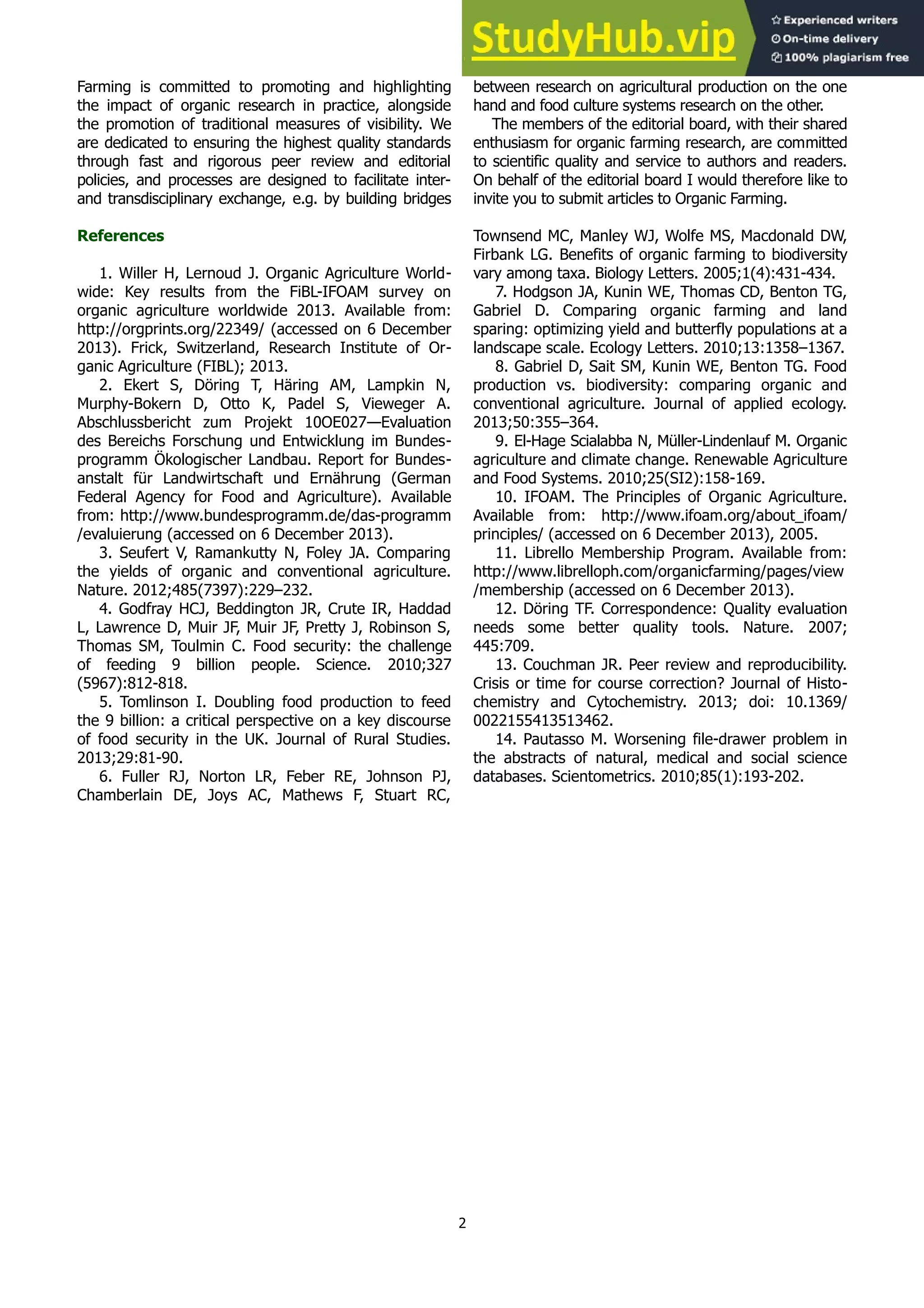 A Fresh Start For Organic Farming Research | PDF