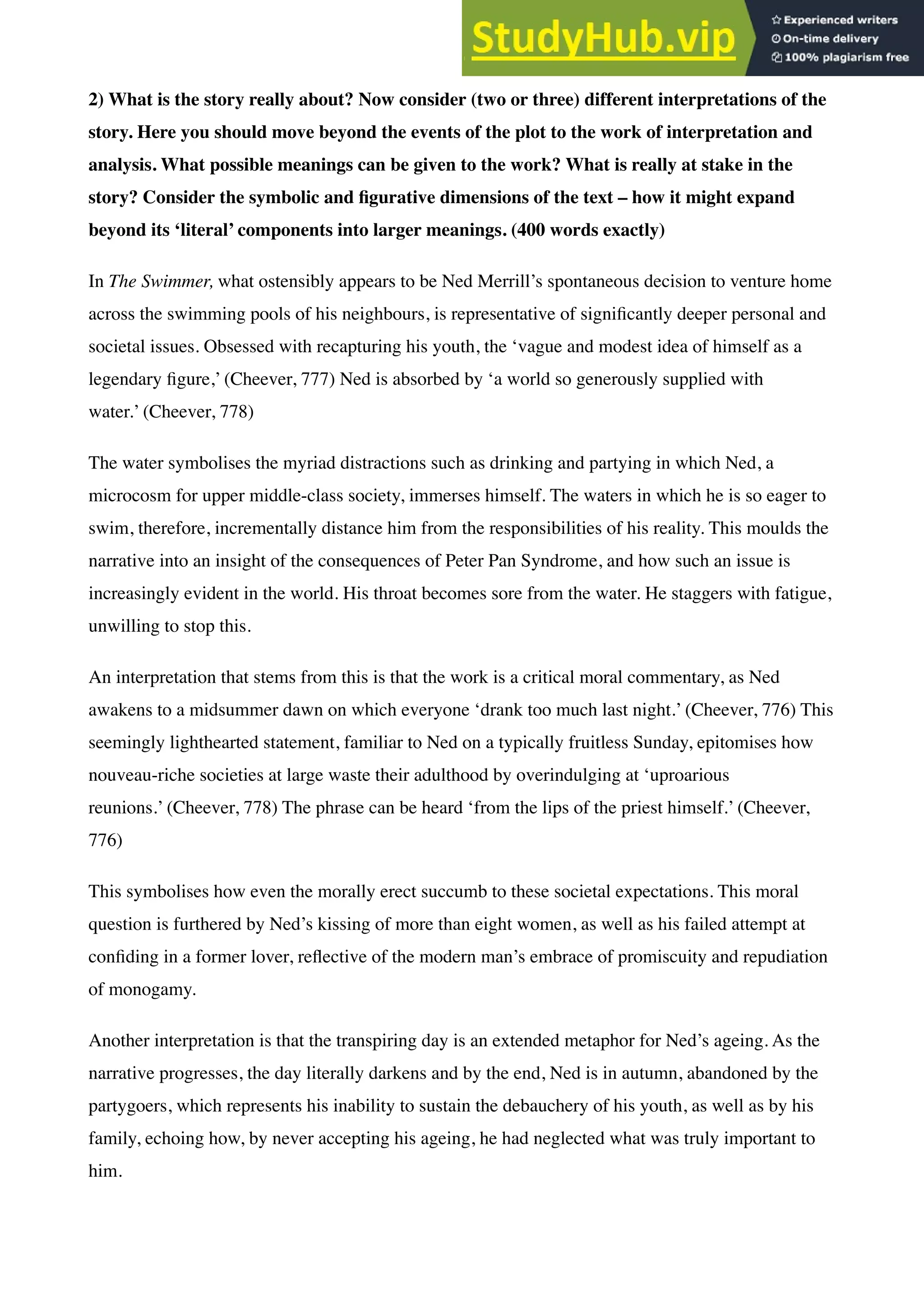 A Freudian Glance Into The Swimmer S Psyche | PDF