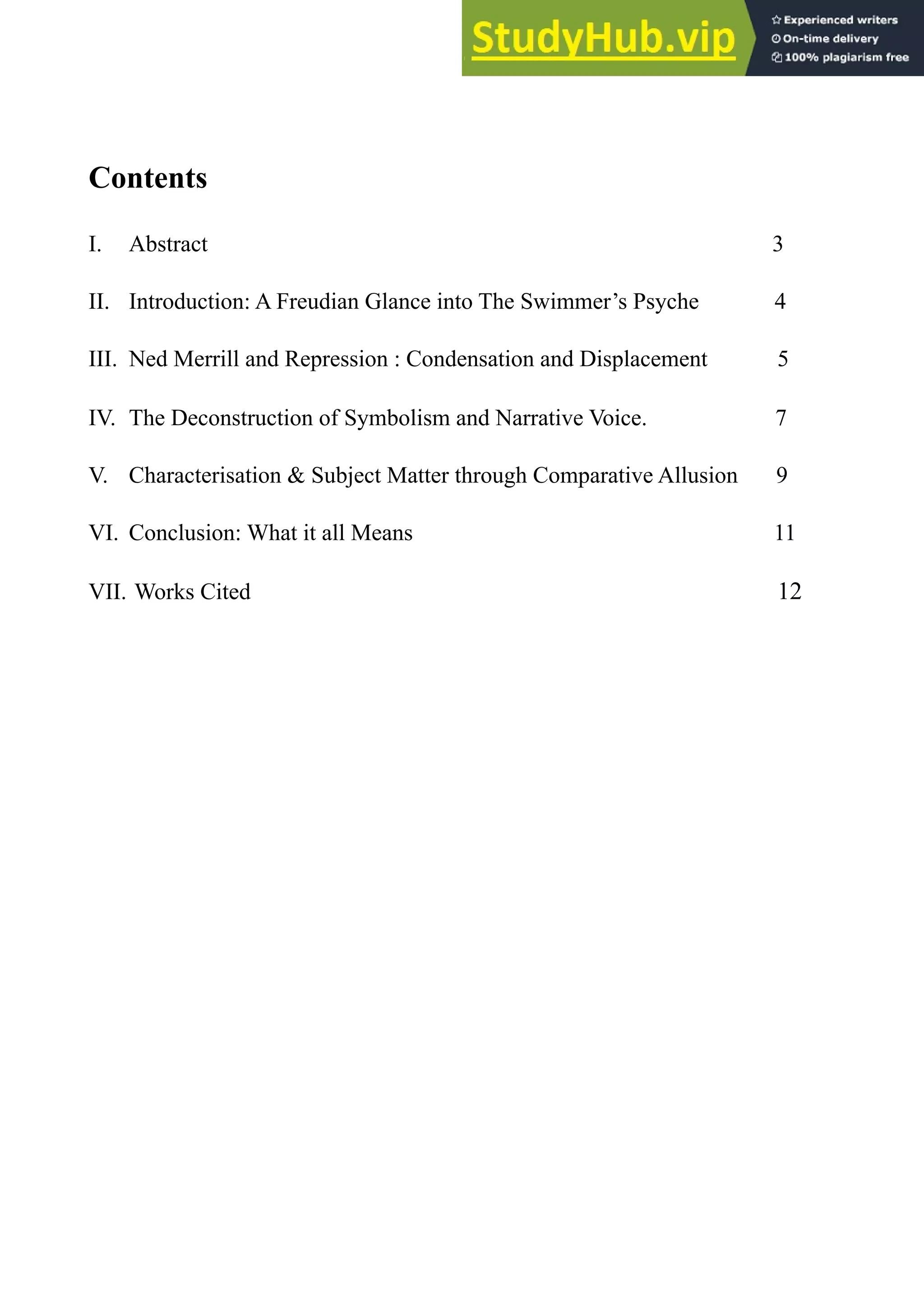 A Freudian Glance Into The Swimmer S Psyche | PDF