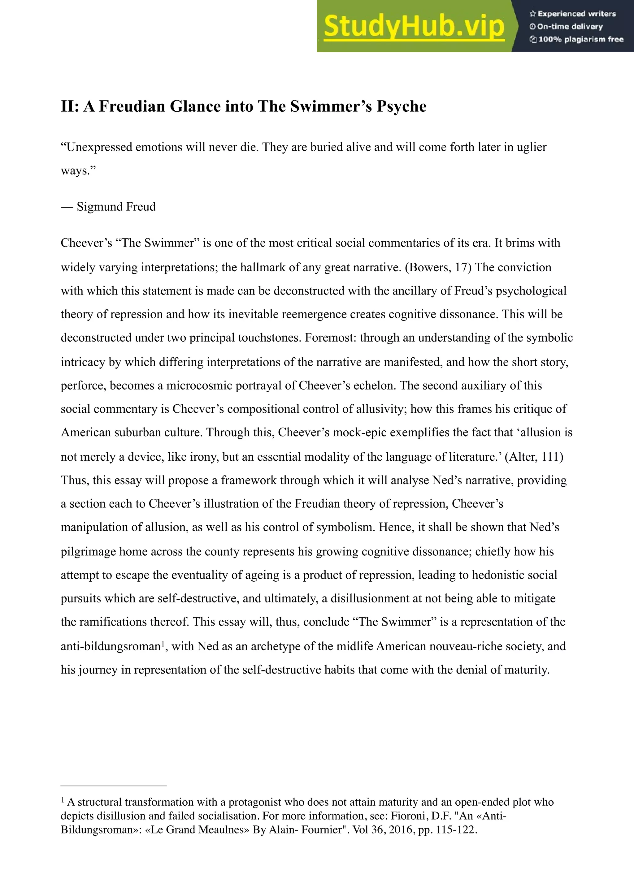A Freudian Glance Into The Swimmer S Psyche | PDF