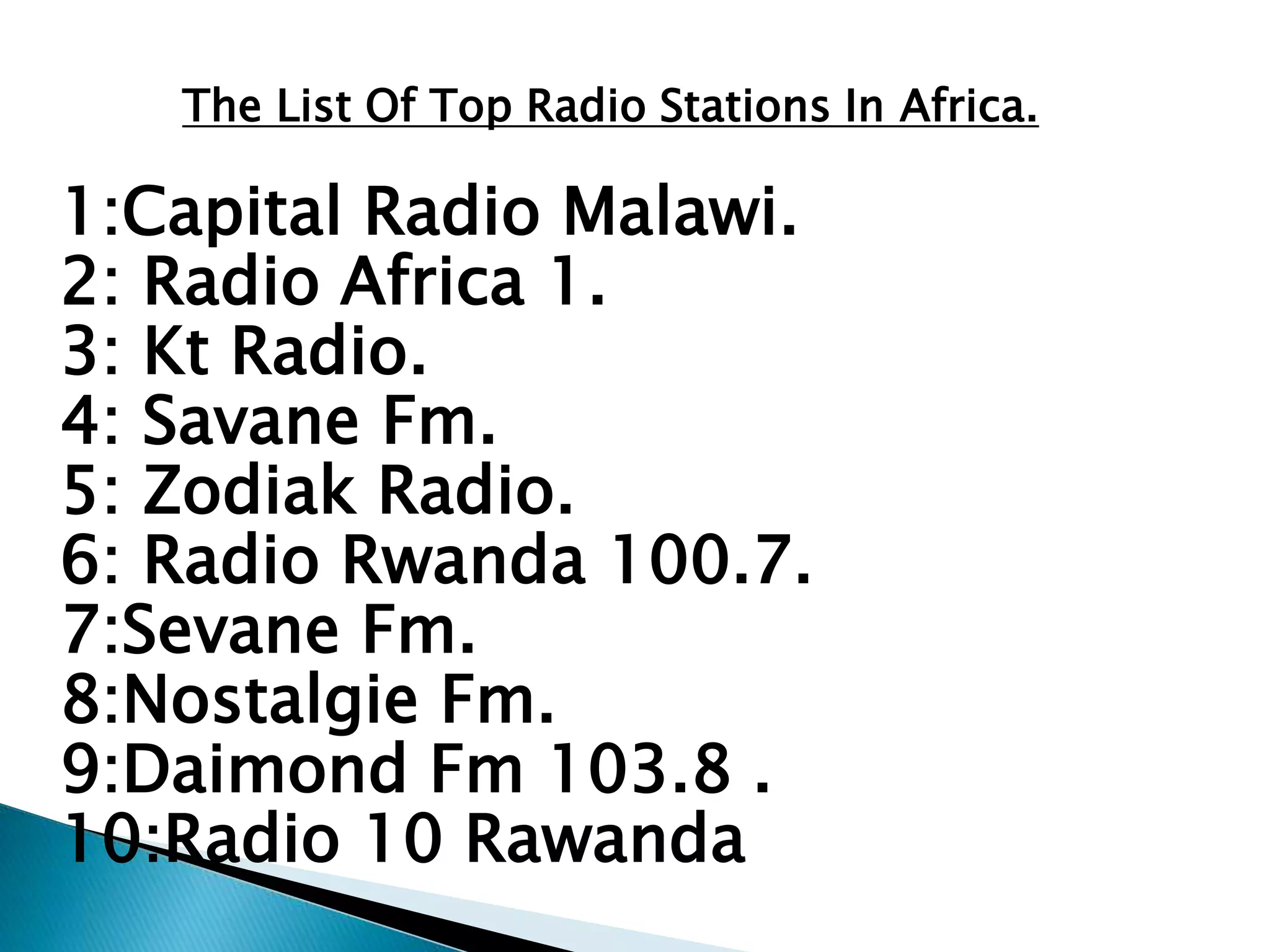TOP 10 RADIO STATIONS AFRICA | PPTX