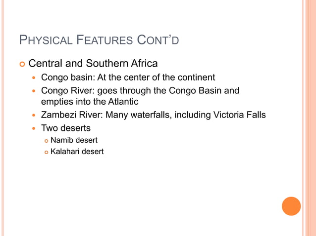 Africa physical geography | PPTX | Africa Travel | Travel Locations