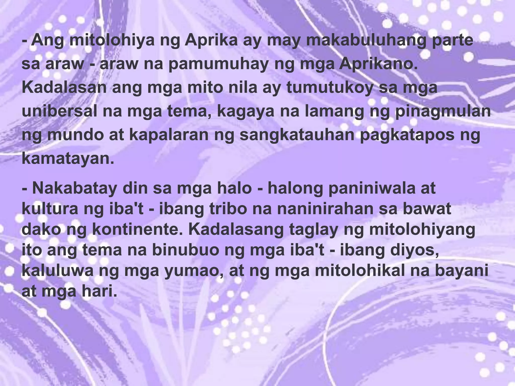MITOLOHIYA MULA SA AFRICA AT PERSIA | PPTX