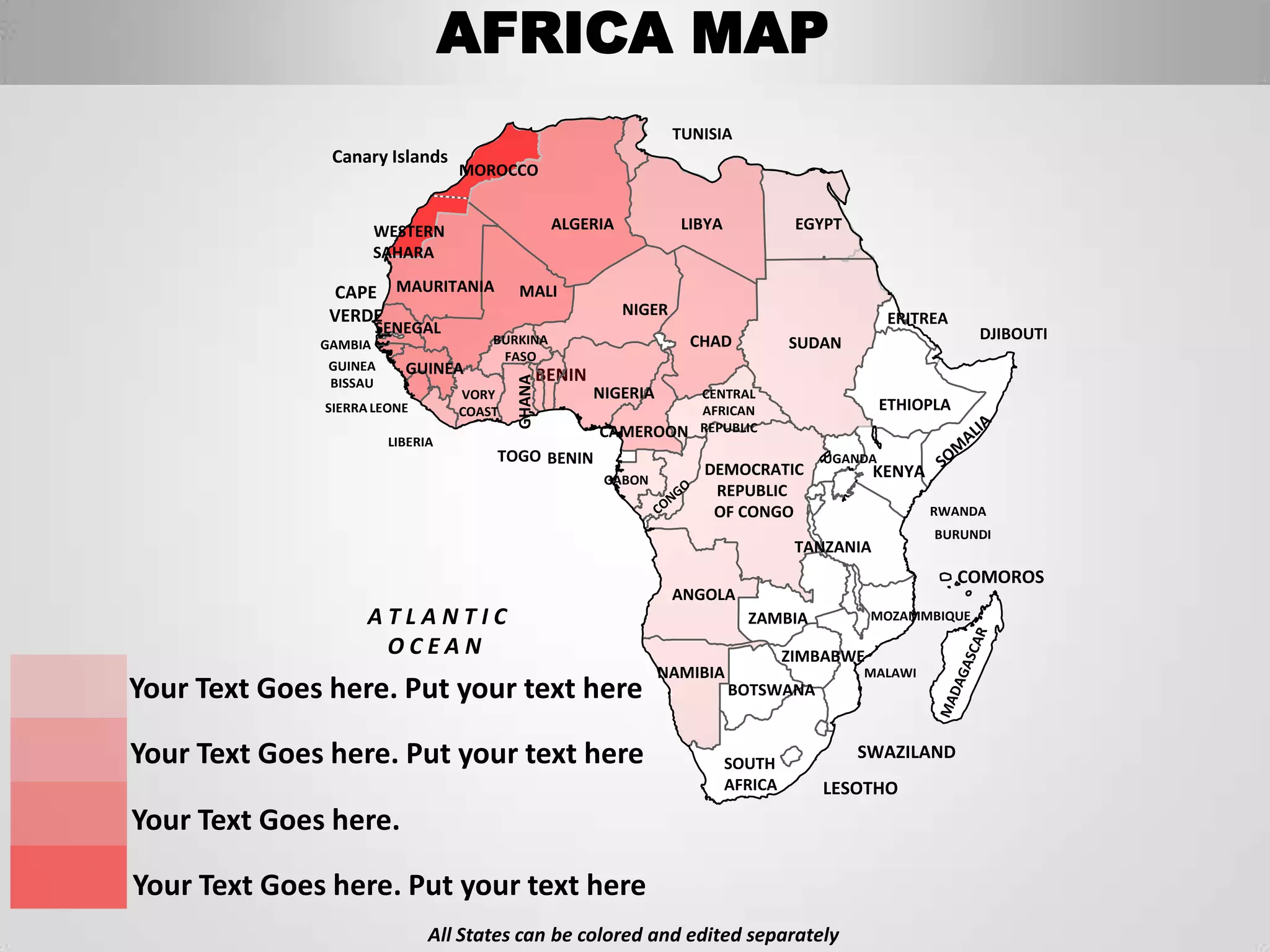 Africa editable continent map with countries | PPTX