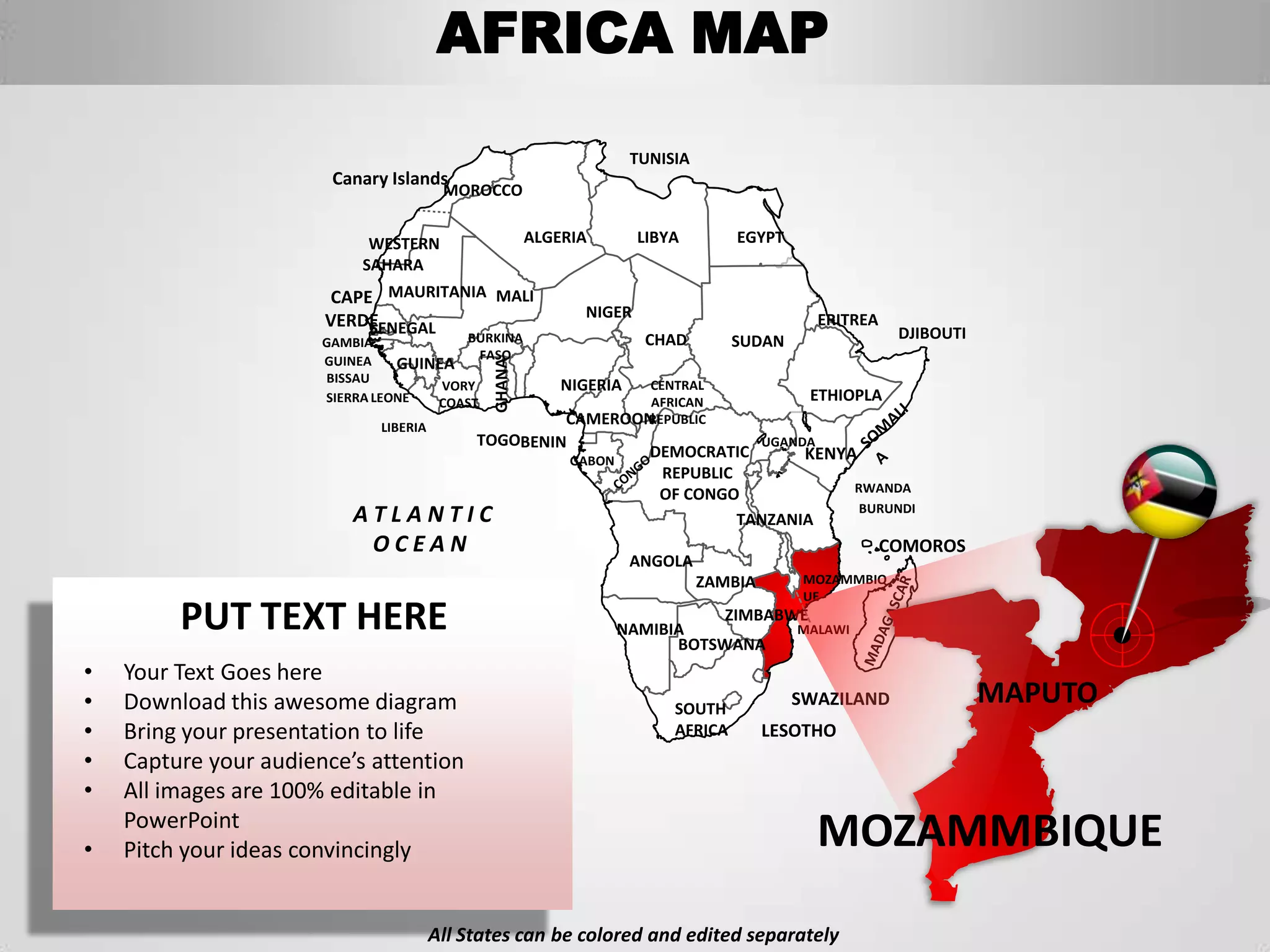 Africa editable continent map with countries | PPTX