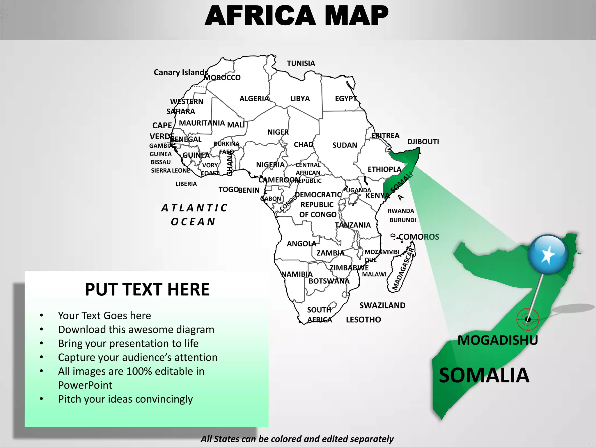 Africa editable continent map with countries | PPTX
