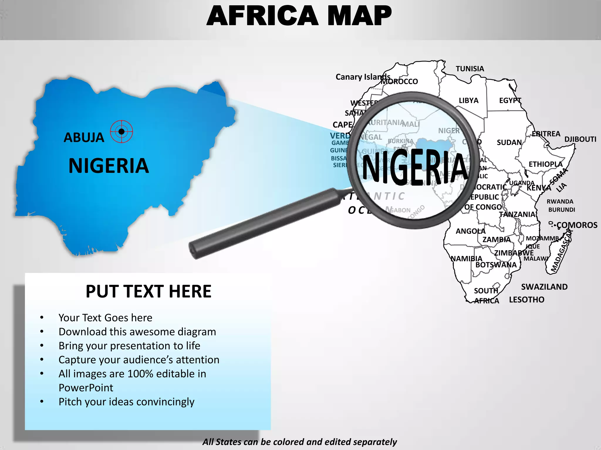 Africa editable continent map with countries | PPTX
