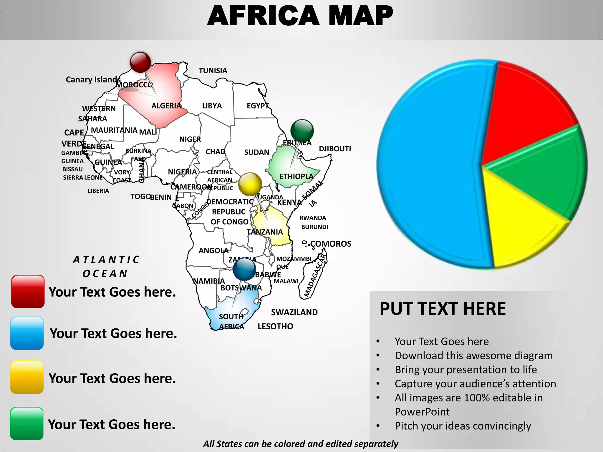 Africa editable continent map with countries | PPTX