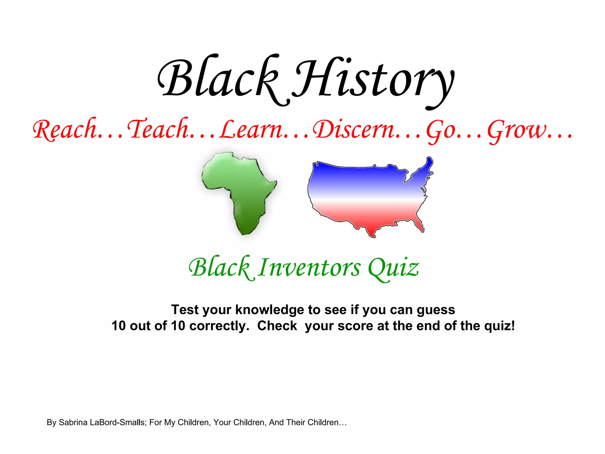 African American Inventors Quiz | PPS