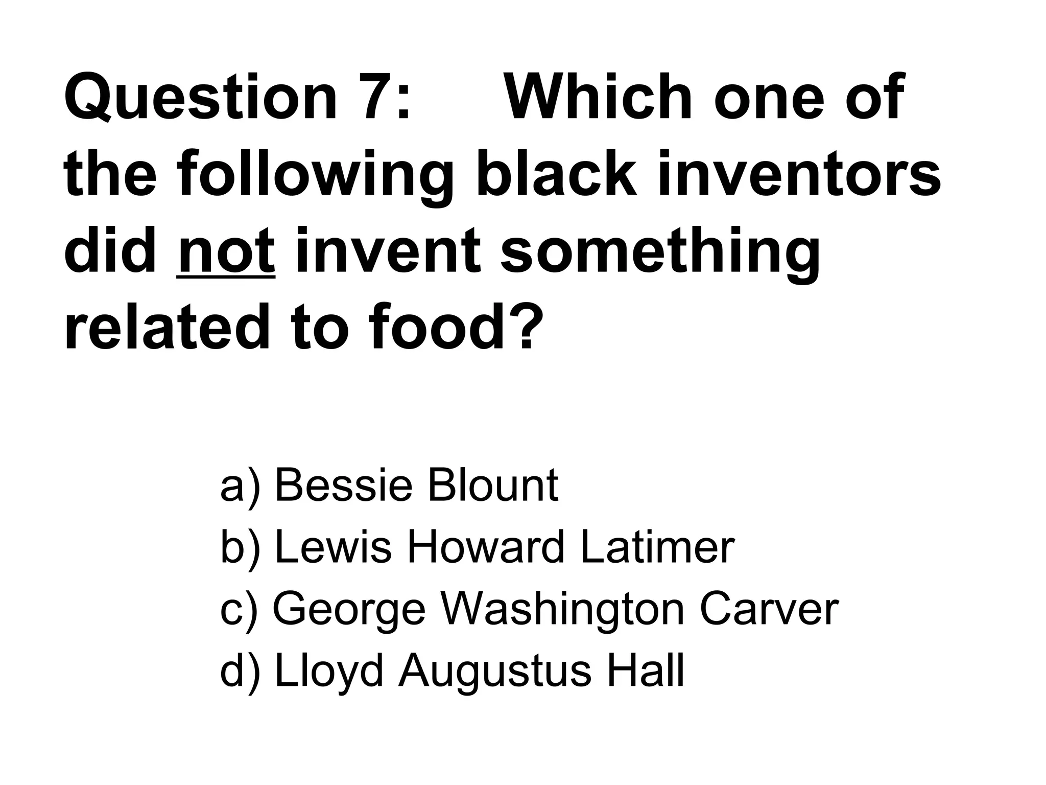 African American Inventors Quiz | PPS