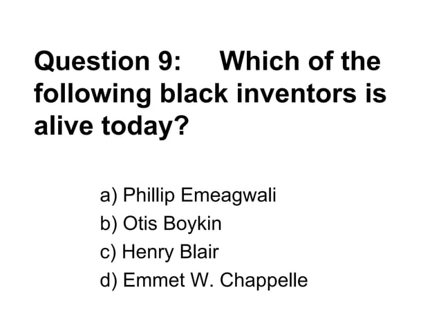African American Inventors Quiz | PPS