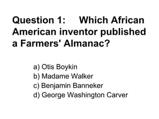 African American Inventors Quiz | PPS