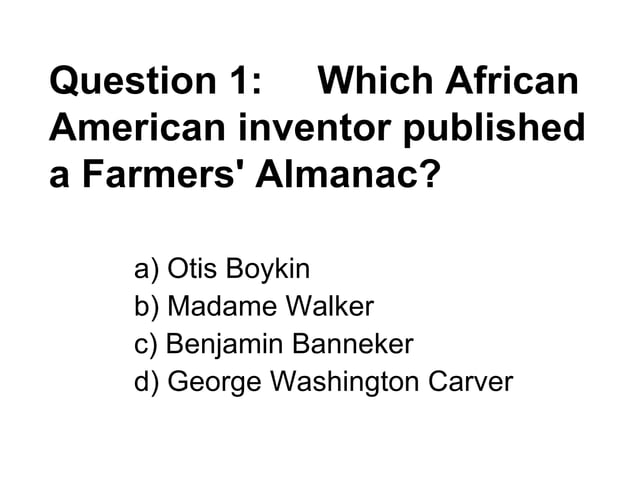 African American Inventors Quiz | PPS