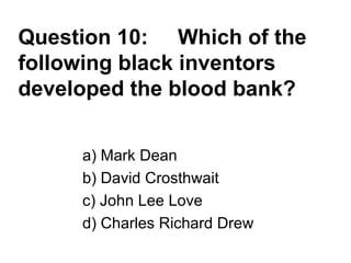 African American Inventors Quiz | PPS