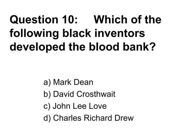 African American Inventors Quiz | PPS