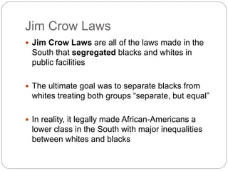 African-Americans in the South Post-Reconstruction | PPT