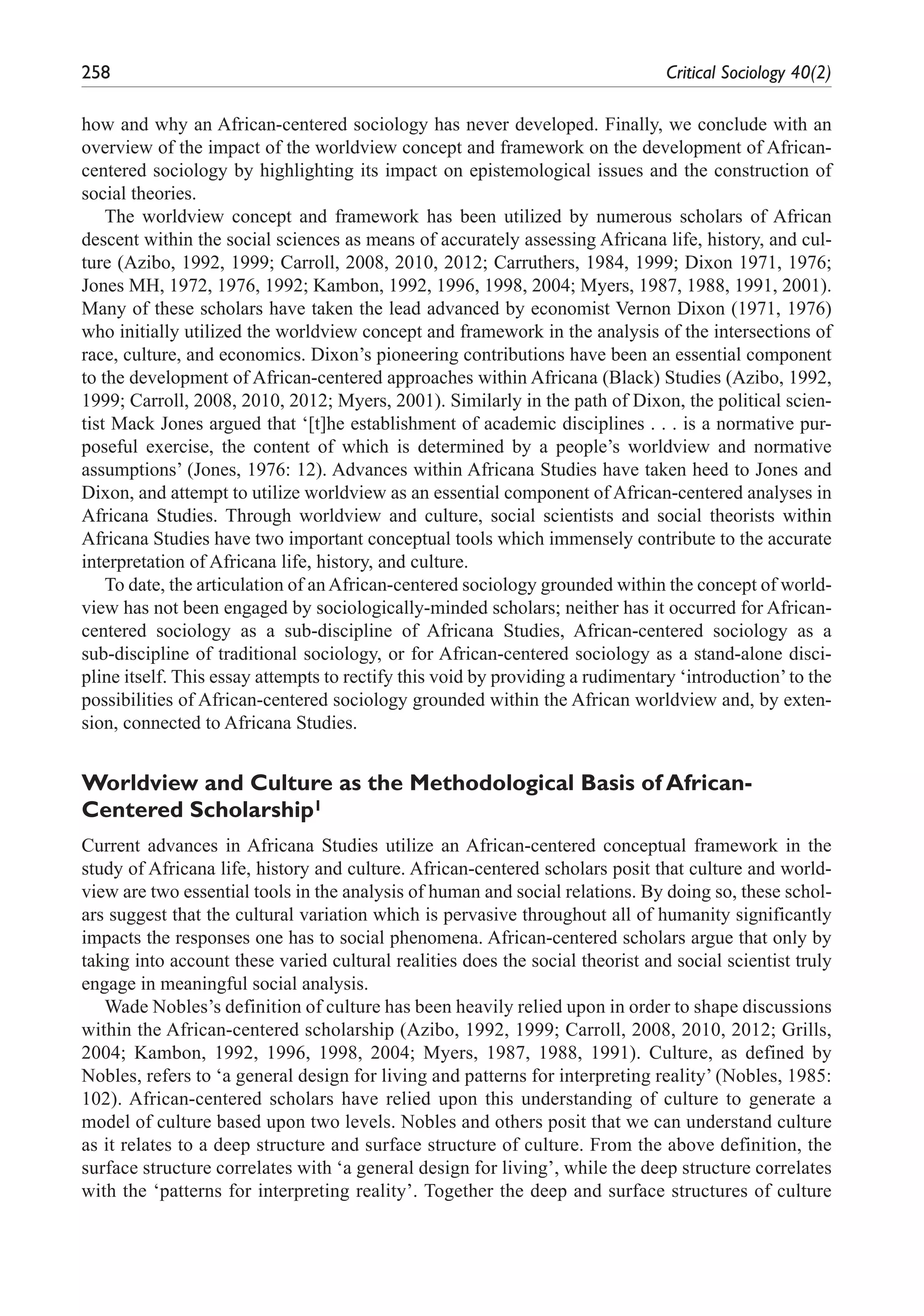 An Introduction to African Centered Sociology: Worldview, Epistemology ...