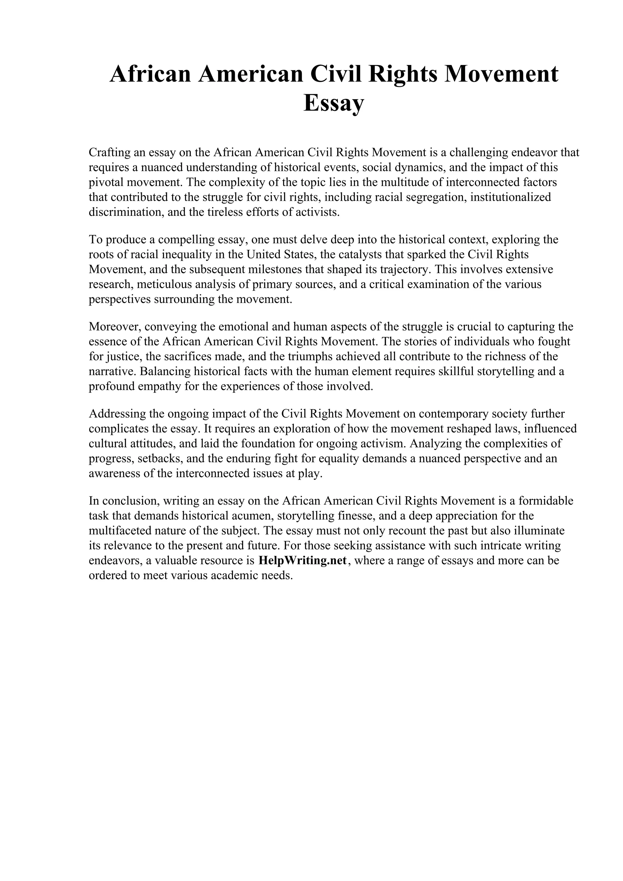 African American Civil Rights Movement Essay.pdf