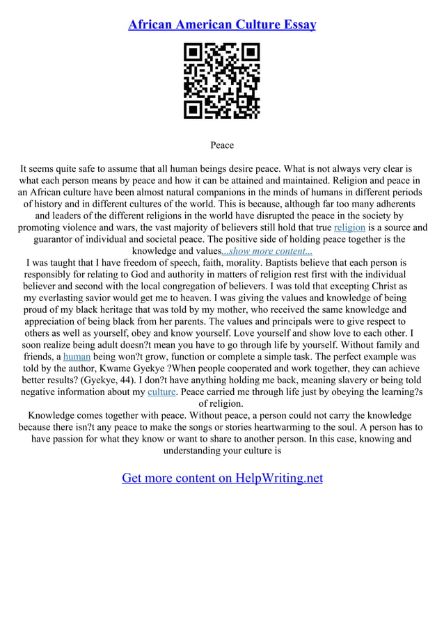 African American Culture Essay | PDF | Religion & Spirituality