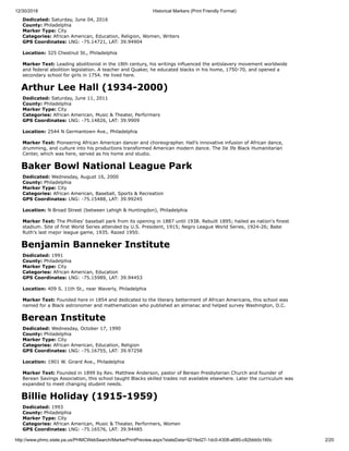 African American Historical Markers in Philadelphia | PDF