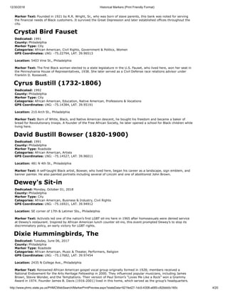 African American Historical Markers in Philadelphia | PDF
