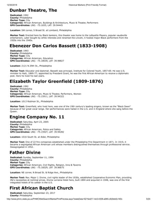 African American Historical Markers in Philadelphia | PDF