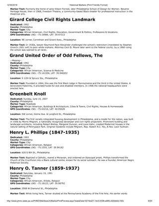 African American Historical Markers in Philadelphia | PDF