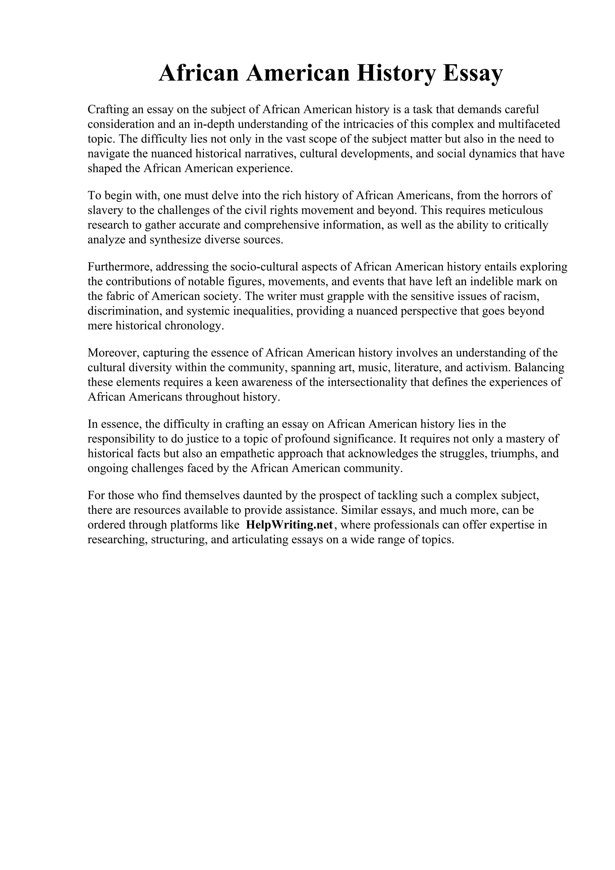 African American History Essay | PDF