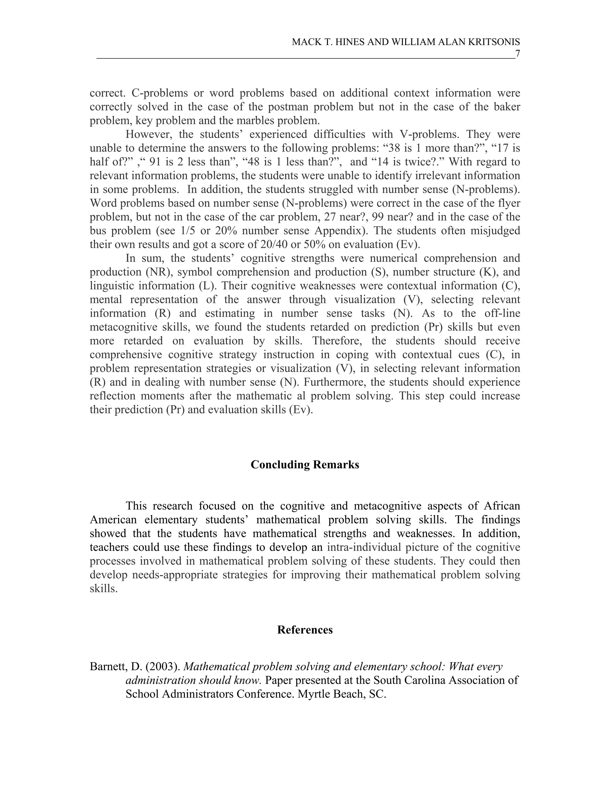 AN IN-DEPTH ANALYSIS OF THE COGNITIVE AND METACOGNITIVE DIMENSIONS OF ...