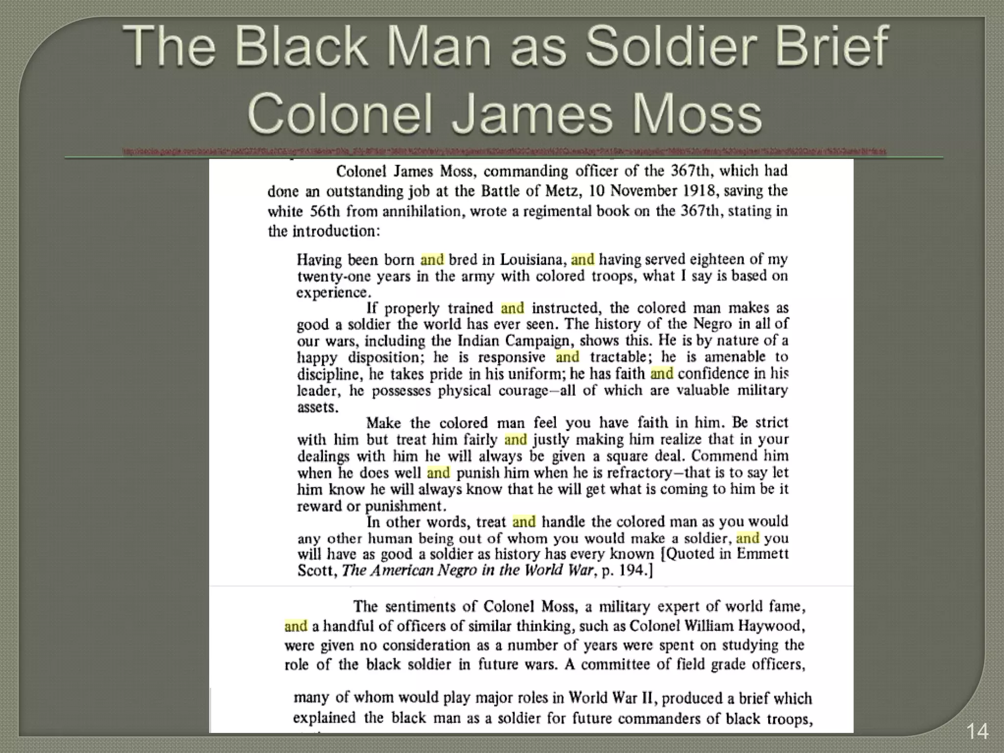 African american soldiers in WWI part 1 | PPTX