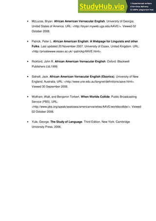 African American Vernacular English | PDF