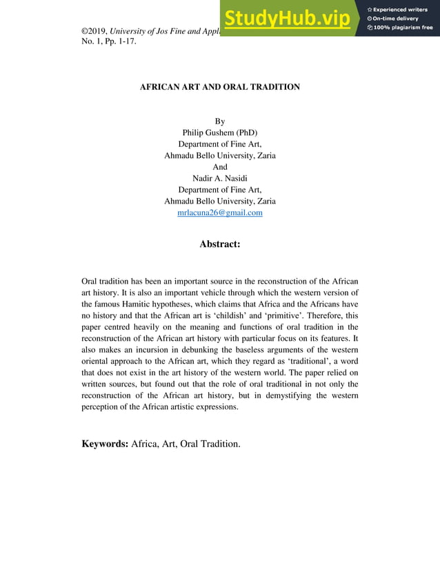 AFRICAN ART AND ORAL TRADITION | PDF