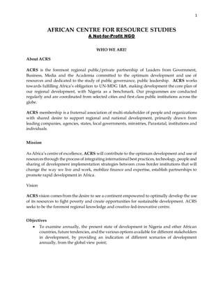 African centre for resource studies who we are | DOCX