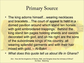 African Civilizations Ghana & Mali | PPT