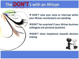 African Culture (Cross-cultural Communication in Business) | PPT