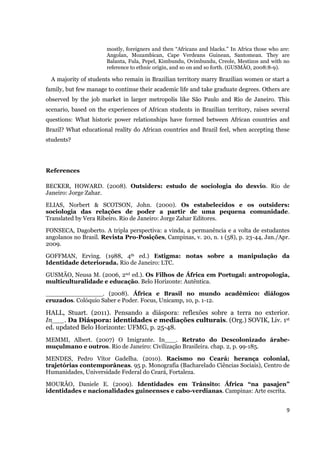 African diaspora in ceará. integration experiences of african immigrant ...