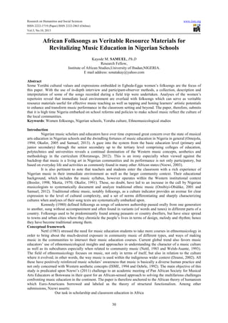 African folksongs as veritable resource materials for revitalizing ...