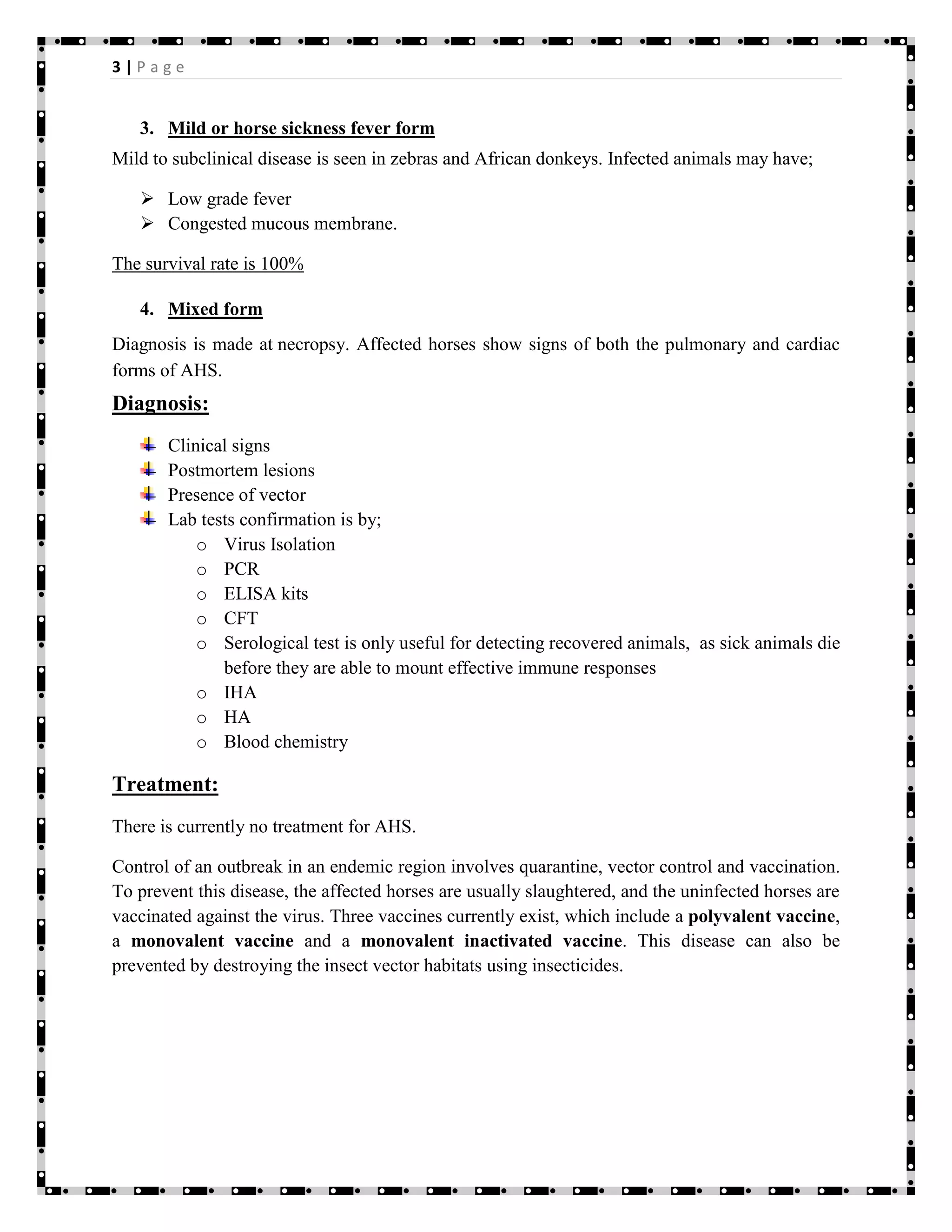 African horse sickness (ahs) | PDF