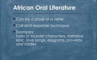 English 8 - African Literature | PPT