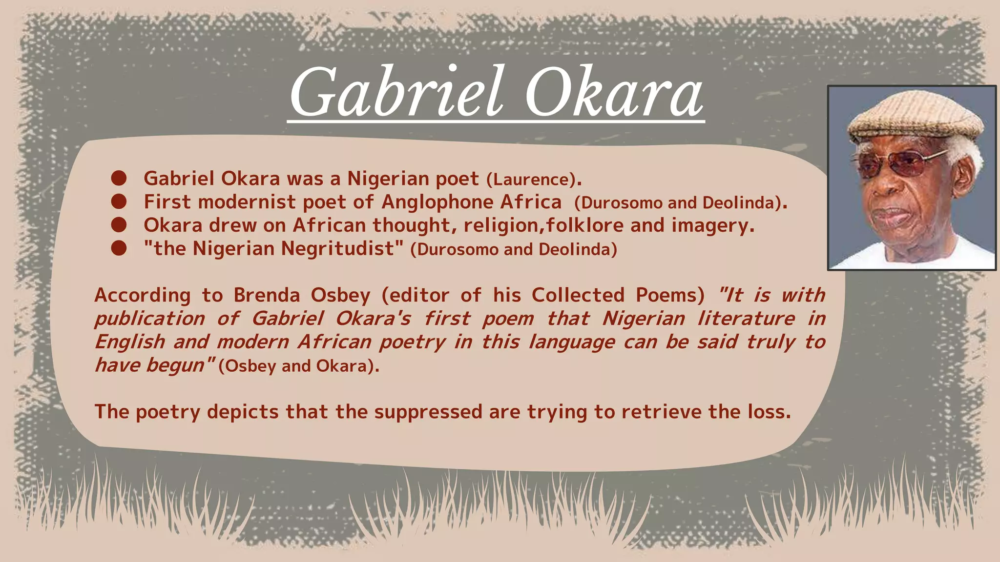 Gabriel Okara's Postcolonial Vision: 'You Laughed and Laughed and ...