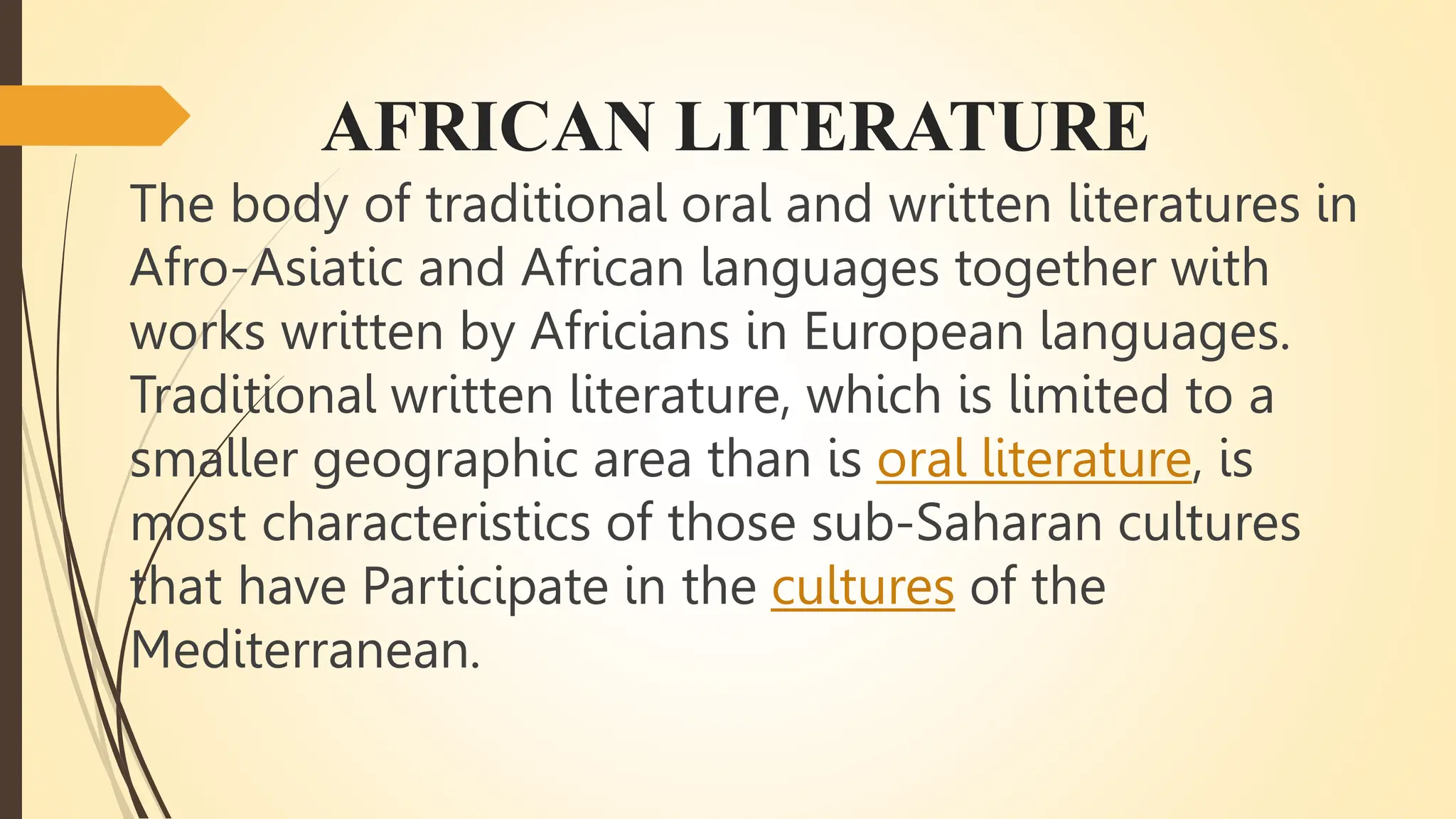 21st Century Literature AFRICAN LITERATURE | PPTX