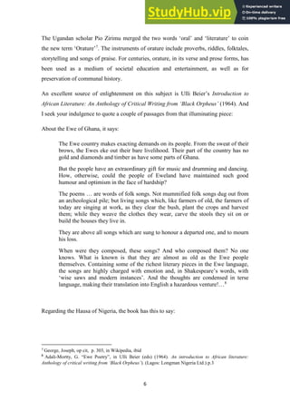 AFRICAN LITERATURE IN THE MAKING FROM PRE-COLONIALISM TO POST ...