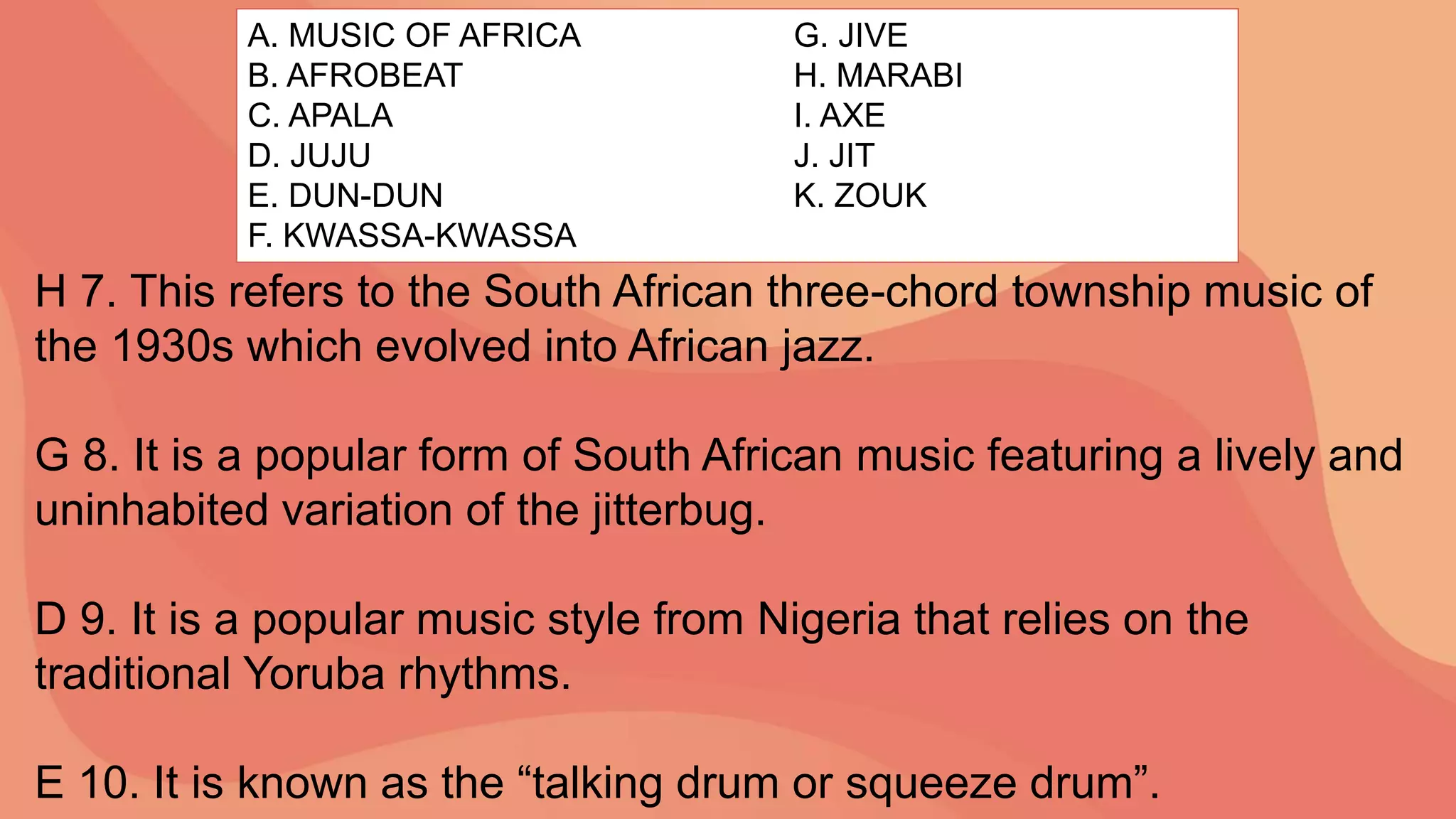 African Music Grade 10 2nd quarter.pptx