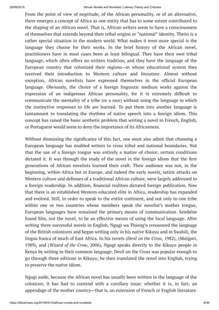 African novels and novelists | PDF