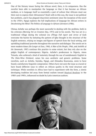 African novels and novelists | PDF