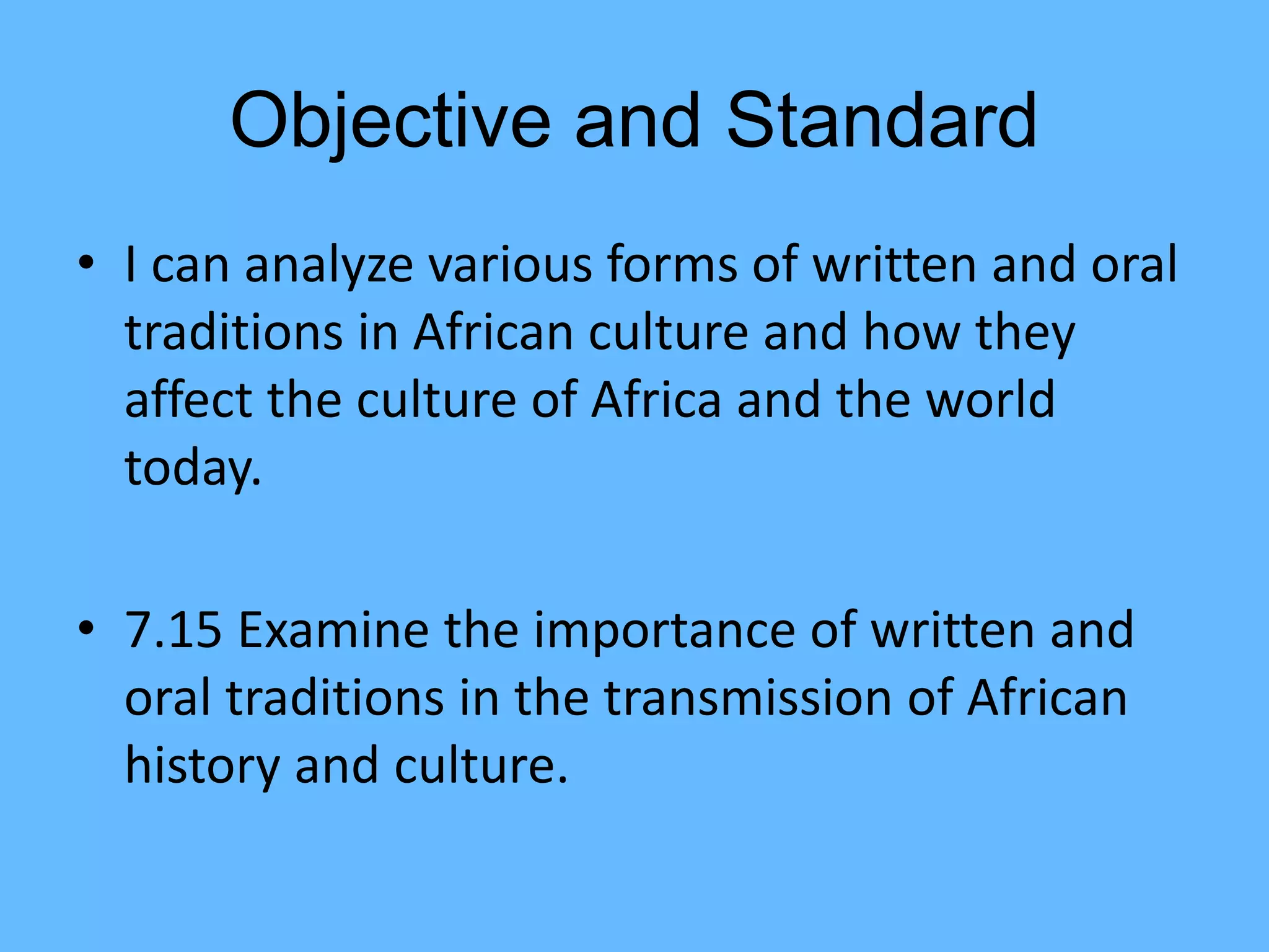 African oral traditions | PPT