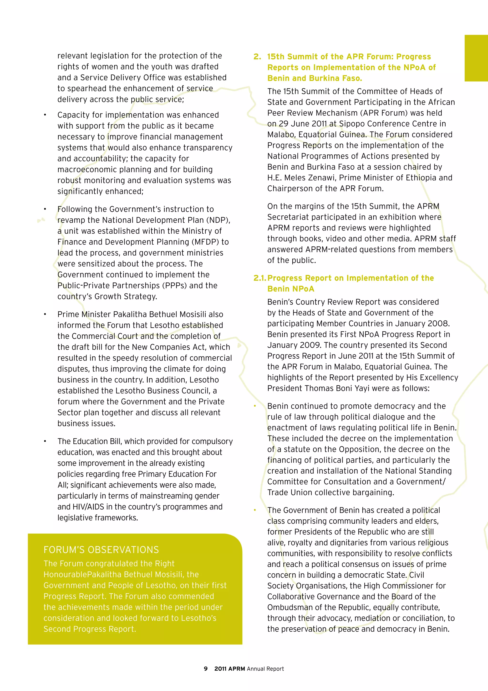 African Peer Review Mechanism (APRM) Annual Report 2011 | PDF