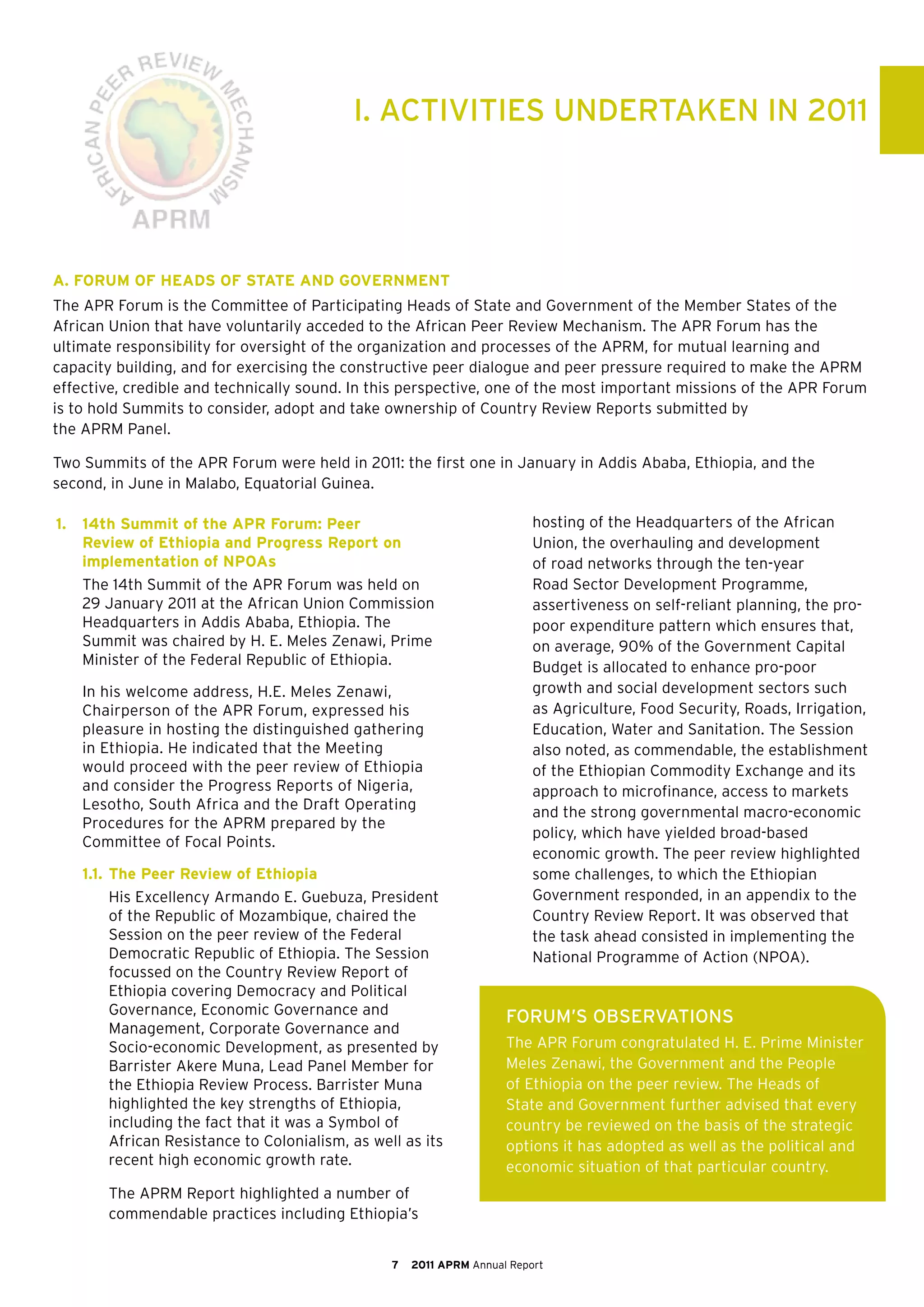 African Peer Review Mechanism (APRM) Annual Report 2011 | PDF